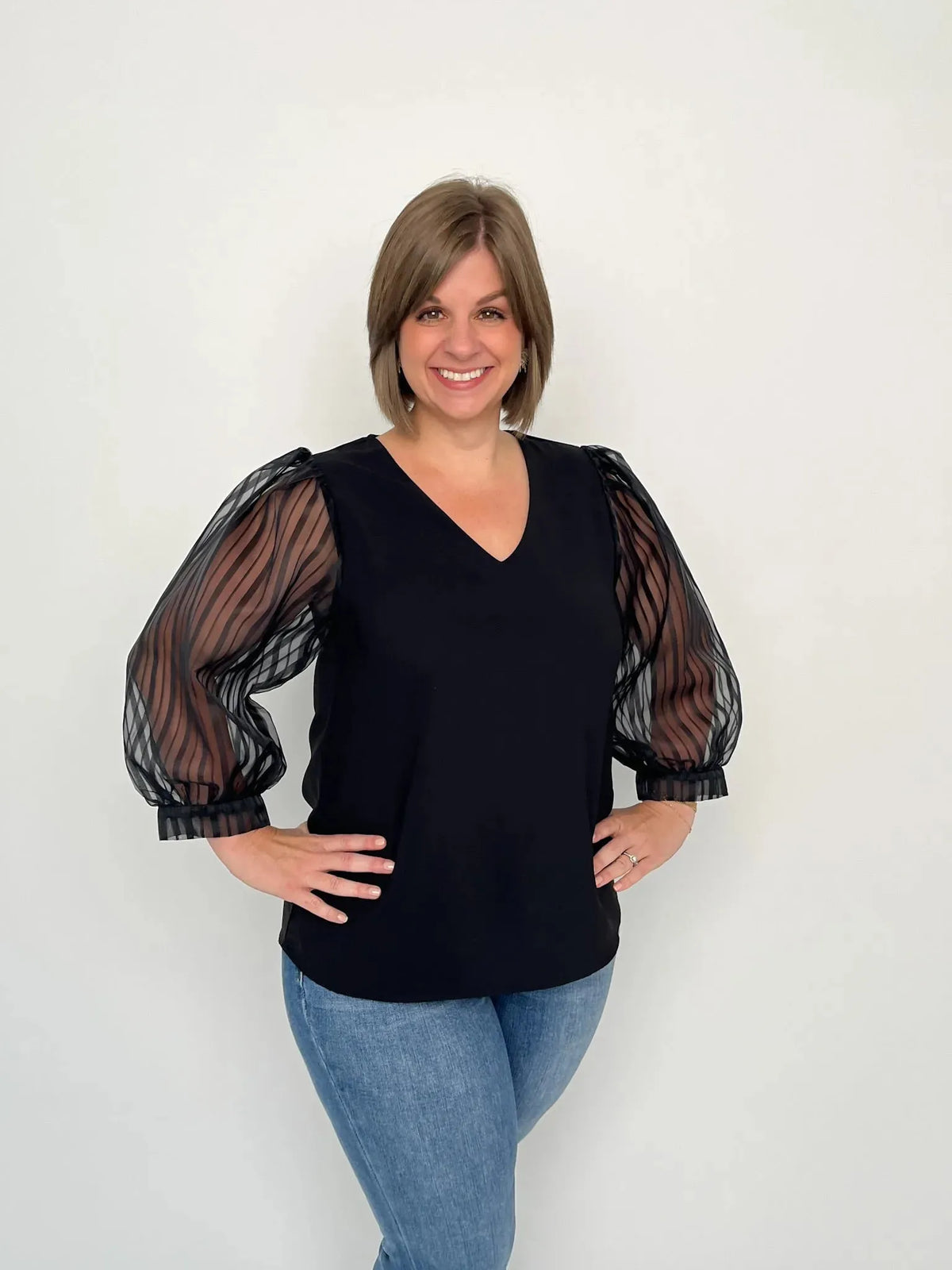 Black Sheer Sleeve Top | SLS Wares