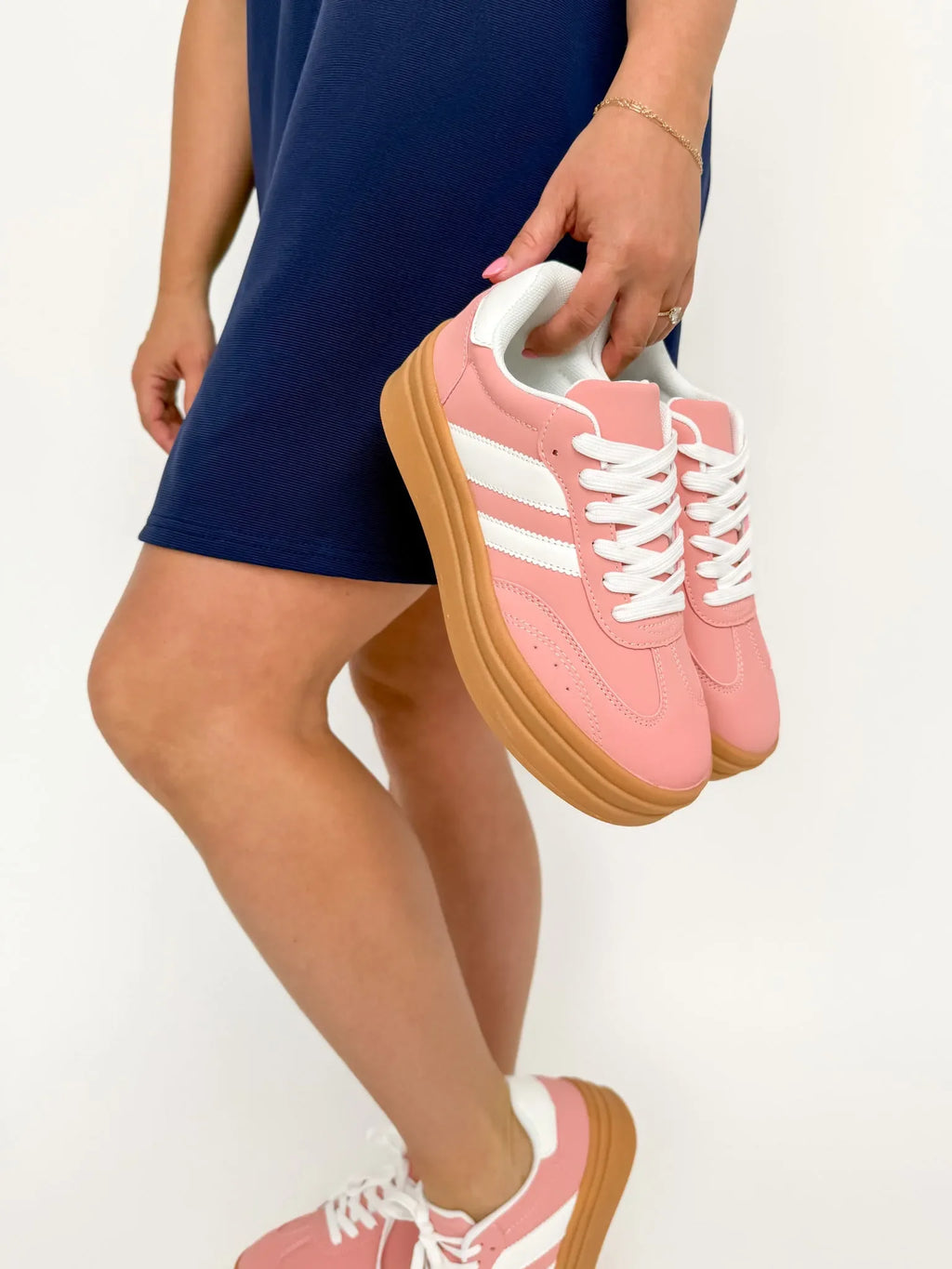 Pink & White Stripe Sneakers | SLS Wares